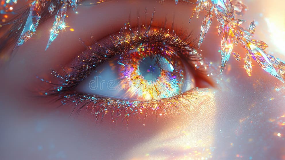 Closeup of Beautiful Female Pair of Exotic Colorful Blue Eyes Stock ...