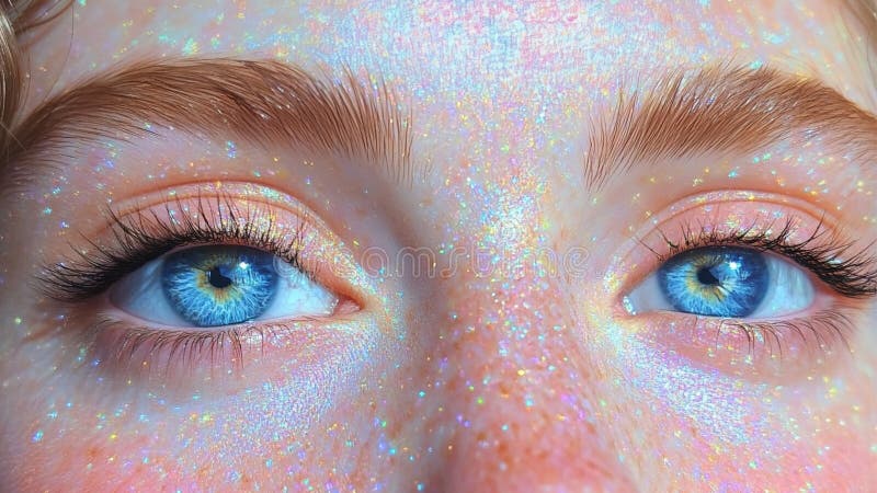 Closeup of Beautiful Female Pair of Striking Piercing Blue Eyes Stock ...