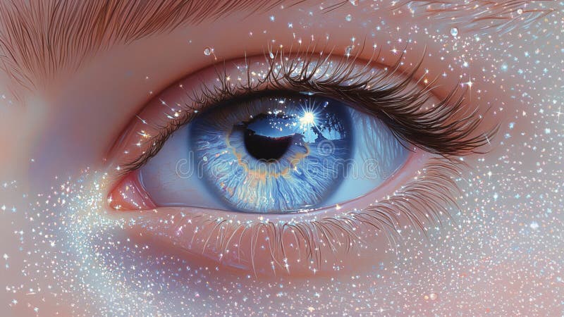 Closeup of Beautiful Female Pair of Striking Piercing Blue Eyes Stock ...