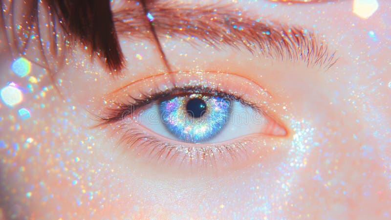 Closeup of Beautiful Female Pair of Striking Piercing Blue Eyes Stock ...