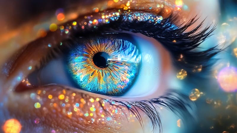 Closeup of Beautiful Female Pair of Striking Piercing Blue Eyes Stock ...