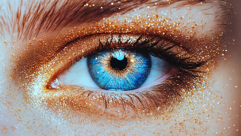 Closeup of Beautiful Female Pair of Striking Piercing Blue Eyes Stock ...