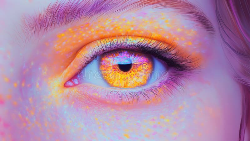 Closeup of Beautiful Female Pair of Light Yellow Orange Golden Eyes ...