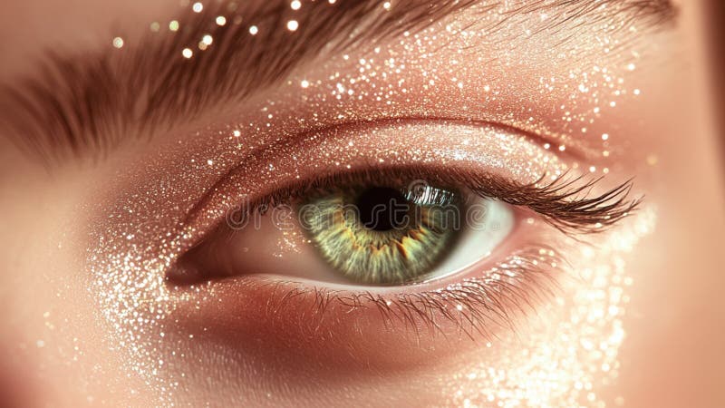 Closeup of Beautiful Female Pair of Green Eyes Stock Illustration ...