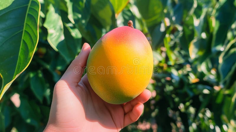 A Man Holding a Fresh, Juicy, Organic, Delicious, Tropical, Ripe Mango ...