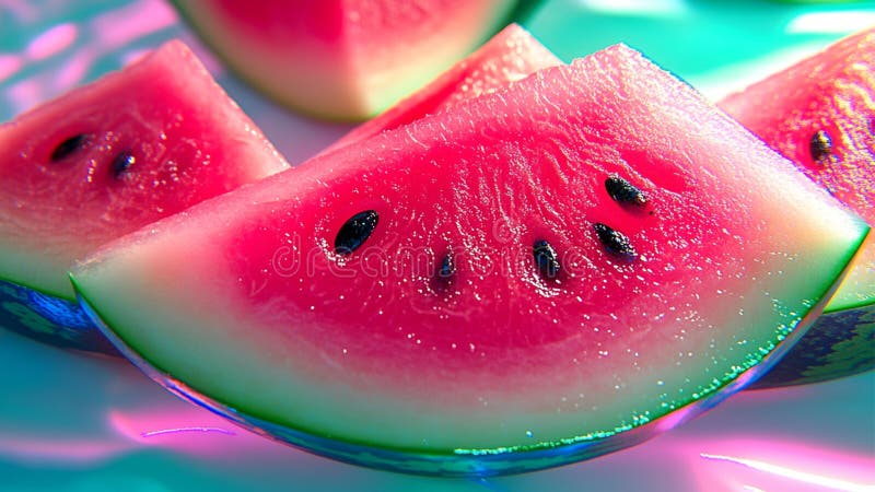 Fresh, Juicy, Refreshing, Delicious, Sweet Watermelon Fruit Slices in ...