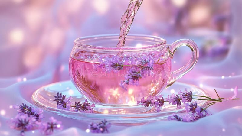 A Translucent Teacup Being FIlled with a Warm, Comforting, Transparent ...