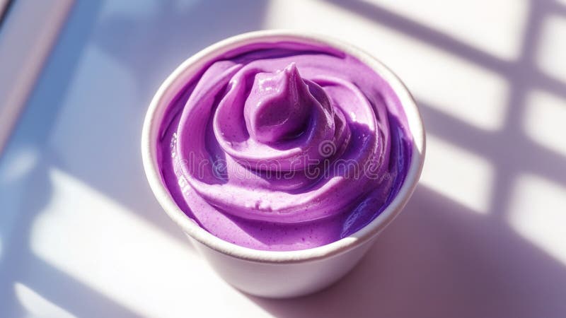 Creamy, Delicious and Purple Ube Berry Frozen Yoghurt in a Bowl Stock ...