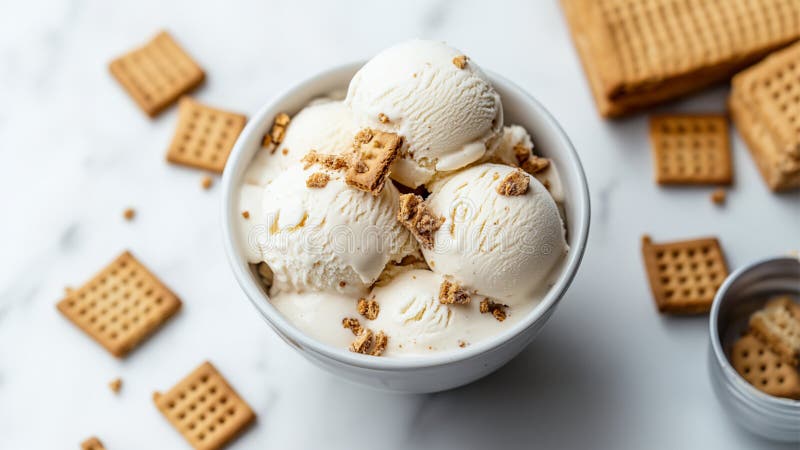 Delicious Homemade Vanilla Ice Cream Scoops Topped with Sweet and Salty ...