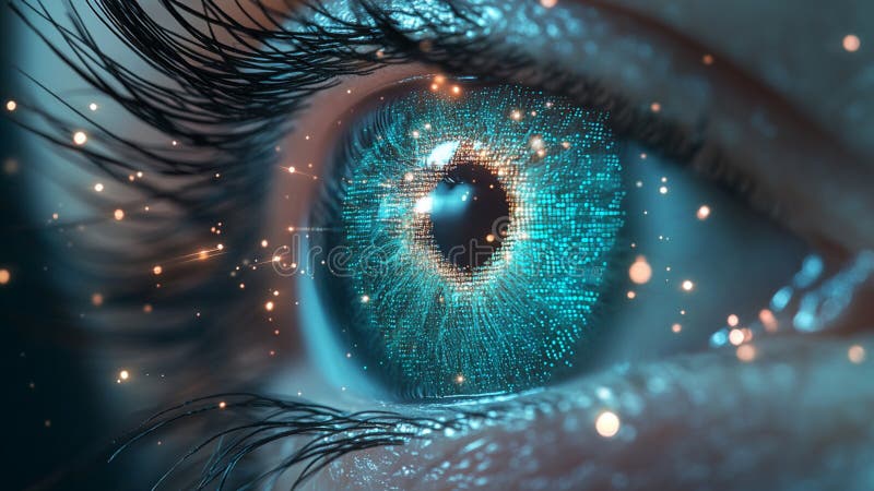 Futuristic High Tech Cybernetic Holographic AI Human Eye Processing ...