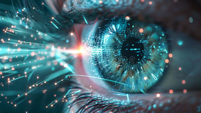 Futuristic High Tech Cybernetic Holographic AI Human Eye Processing ...