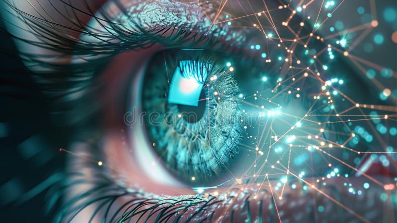 Futuristic High Tech Cybernetic Holographic AI Human Eye Processing ...