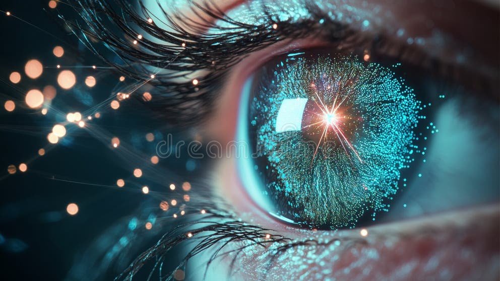 Futuristic High Tech Cybernetic Holographic AI Human Eye Processing ...