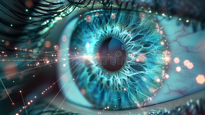 Futuristic High Tech Cybernetic Holographic AI Human Eye Processing ...