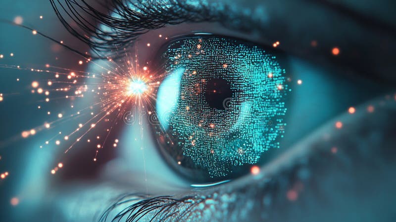 Futuristic High Tech Cybernetic Holographic AI Human Eye Processing ...