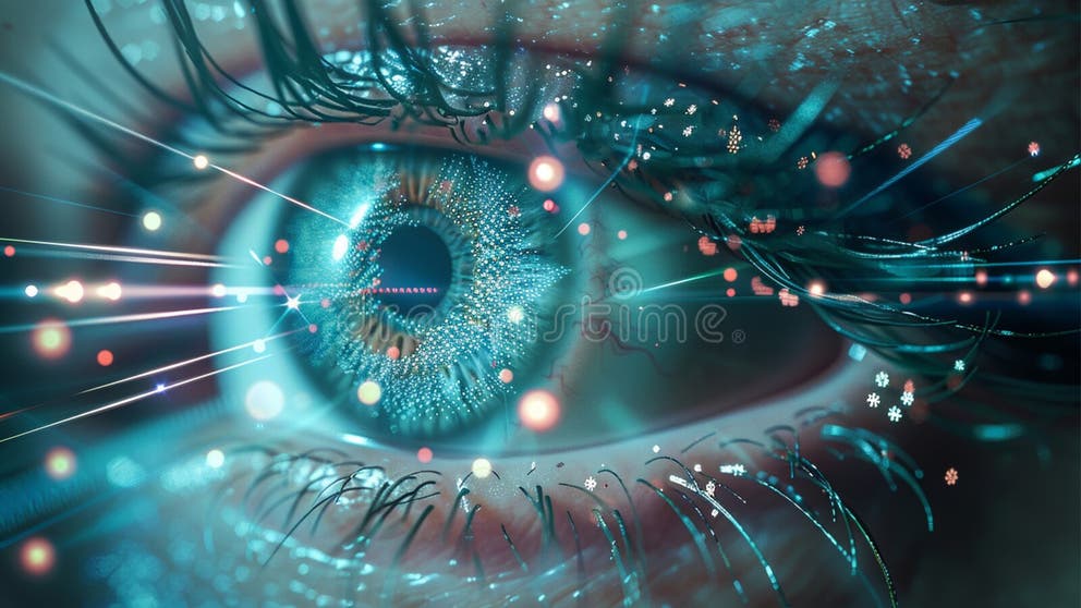 Futuristic High Tech Cybernetic Holographic AI Human Eye Processing ...