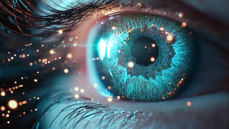 Futuristic High Tech Cybernetic Holographic AI Human Eye Processing ...