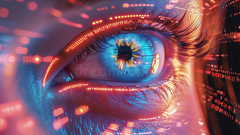 Futuristic High Tech Cybernetic Holographic AI Human Eye Processing ...