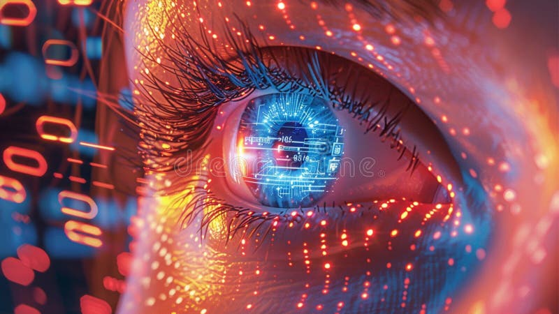 Futuristic High Tech Cybernetic Holographic AI Human Eye Processing ...