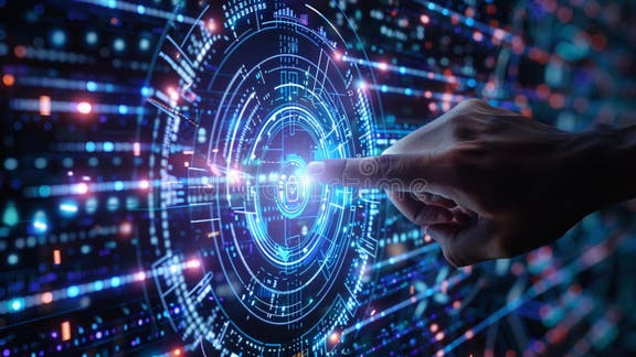 Fingerprint Biometric Security Virtual Digital Hand Encrypted Data ...