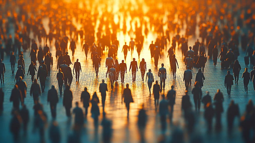 Matrix People Silhouettes Walking in the Streets (Humanity, Humankind ...