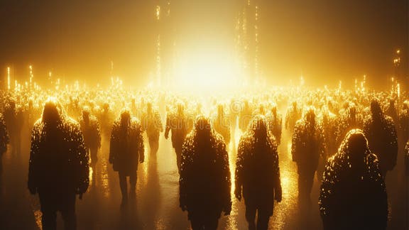 Matrix People Silhouettes Wandering in the Streets (Humanity, Humankind ...