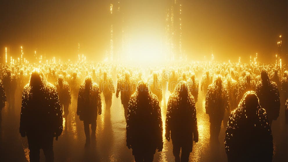 Matrix People Silhouettes Wandering in the Streets (Humanity, Humankind ...