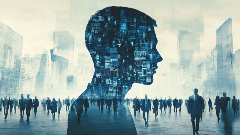 Matrix People Silhouettes Walking in the Streets (Humanity, Humankind ...