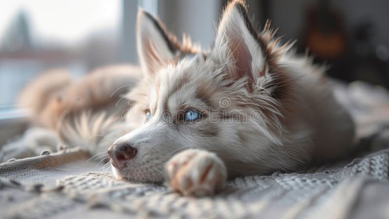 Cute, Friendly and Happy Siberian Husky Puppy Dog Lying Down (Very Cute ...