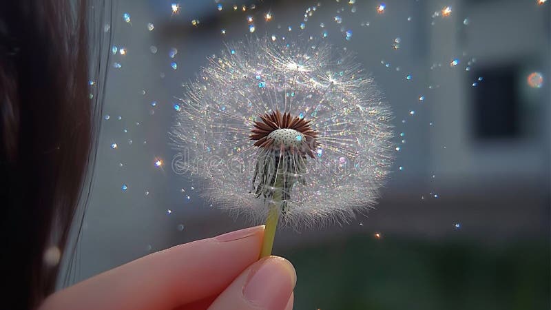 Magical Fantasy Glitter Dandelion Dreamy Specks and Shiny Sparkles Flying (Hope Faith Symbol ...
