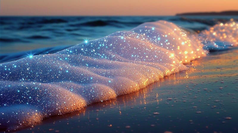 Magical Fantasy Fairytale Ocean Sea Beach Waves with Sparkling ...