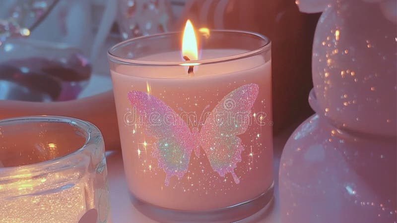 Feminine Girly Mystic Spiritual Pink Candles Covered in Glitters ...