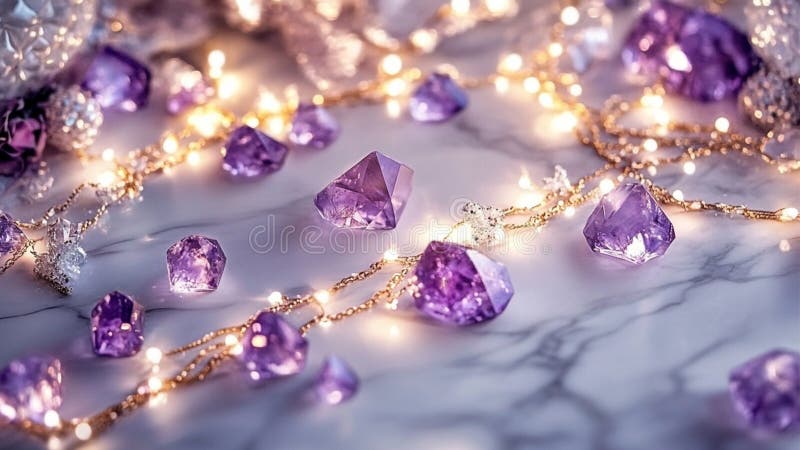 Shining Glowing Scintillating Spiritual Lilac Purple Crystals Gems Tied ...