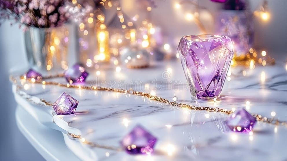 Shining Glowing Scintillating Spiritual Lilac Purple Crystals Gems Tied ...