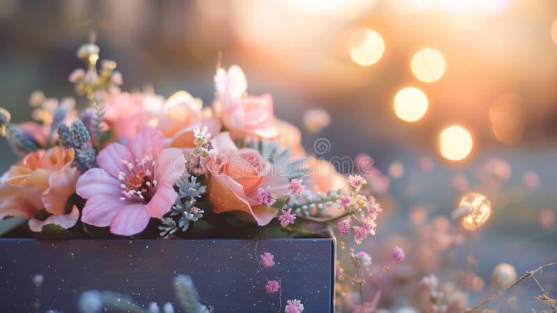 Feminine, Soft and Delicate Gift Box Decorated with Flowers in Pastel ...