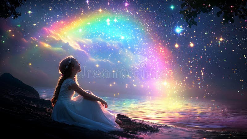 Angelic Starseed Little Girl Princess Daydreaming Stargazing at a ...