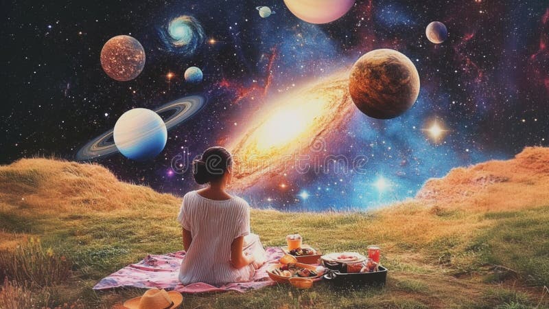 Pleiadian Starseed Woman Dreaming Daydreaming and Stargazing in a ...