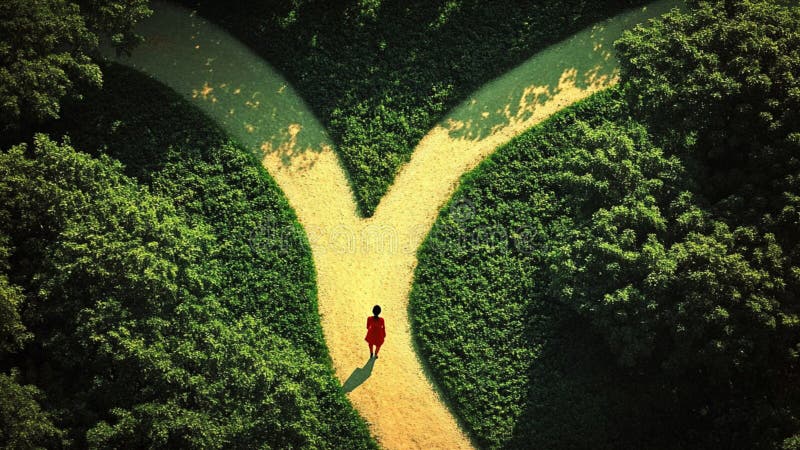 Woman at a Fork in the Road (Crossroads), Intersection, Furcation ...