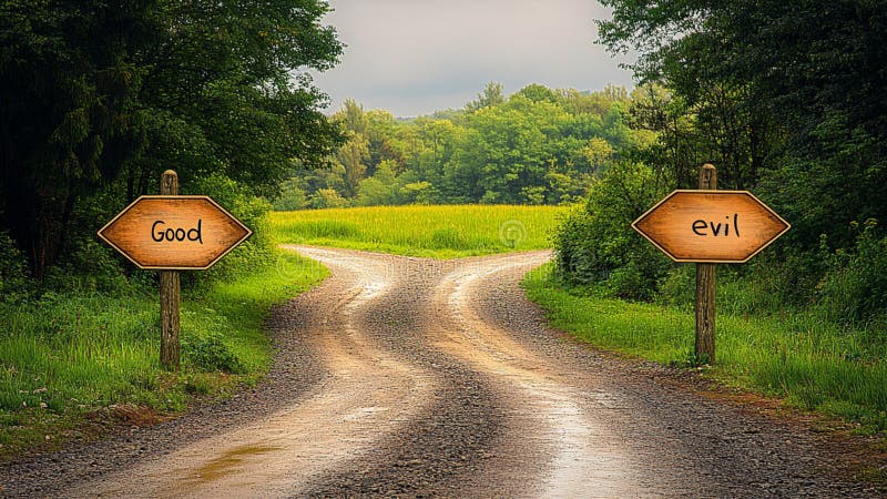 Good Vs Evil, Fork in the Road (Crossroads), Intersection, Furcation ...
