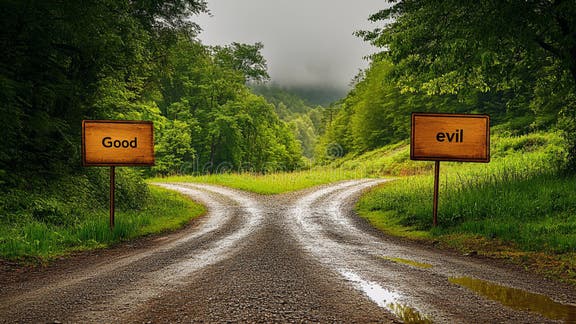 Good Vs Evil, Fork in the Road (Crossroads), Intersection, Furcation ...