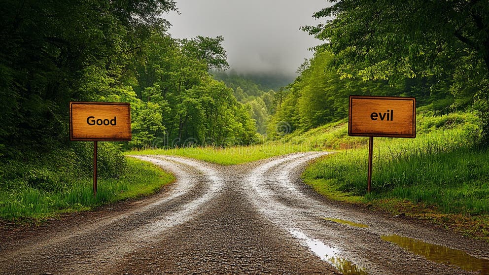 Good Vs Evil, Fork in the Road (Crossroads), Intersection, Furcation ...