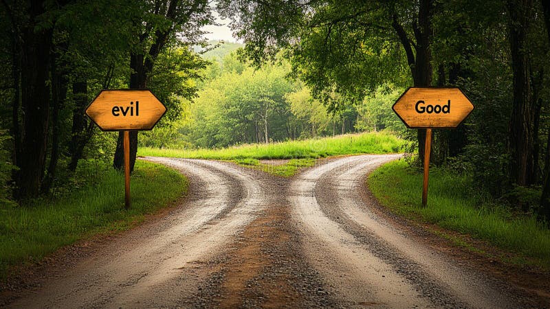 Good Vs Evil, Fork in the Road (Crossroads), Intersection, Furcation ...