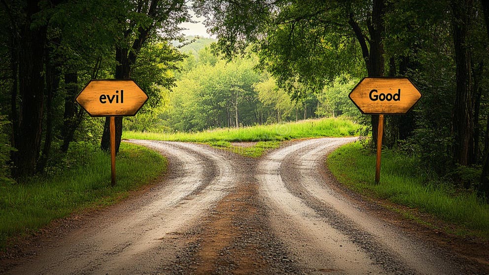 Good Vs Evil, Fork in the Road (Crossroads), Intersection, Furcation ...