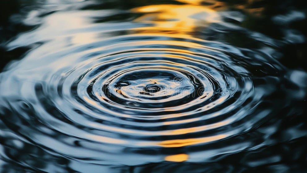 A Spiral Vortex Ripple Pattern Effect Expanding into Bigger Rings and ...