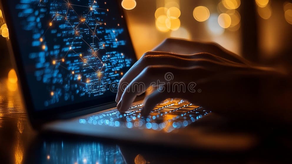 Female Fingers Writing Typing on a Computer Laptop Notebook Keyboard ...