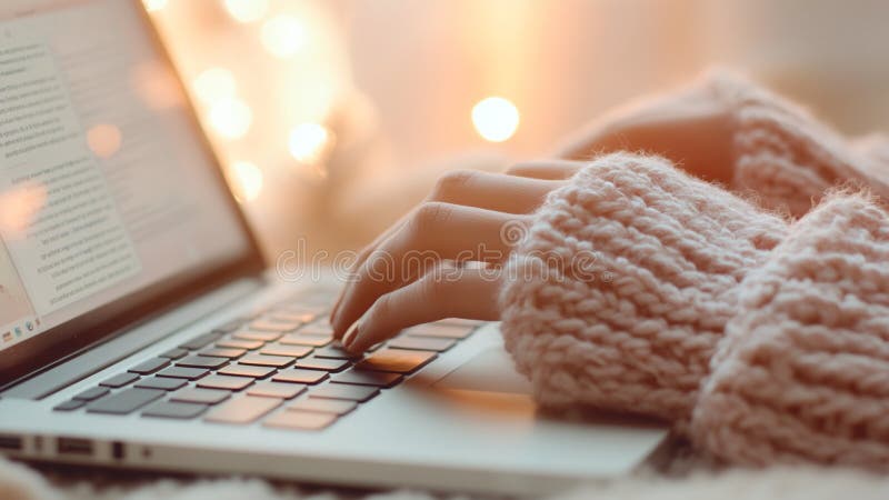 A Feminine and Girly Girl Woman Wearing a Pink Sweater Accessing the ...