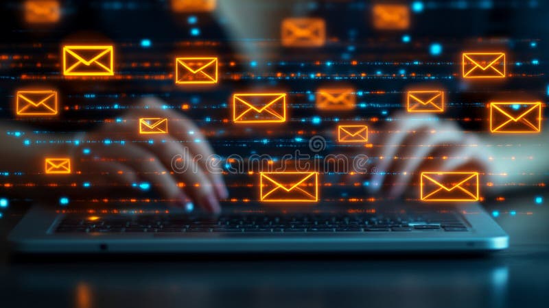 Woman Sending EMail Electronic Message Correspondence on the Internet ...