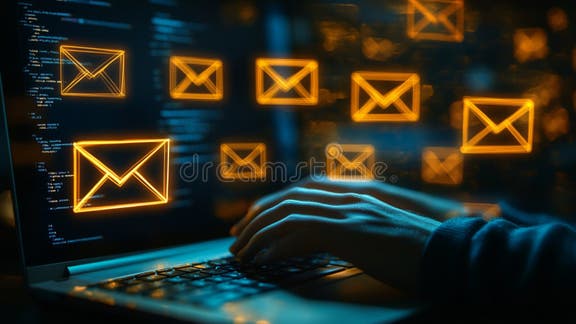 Woman Sending EMail Electronic Message Correspondence on the Internet ...