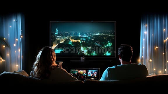 Bored Couple Chilling Watching a Movie, TV Show, Sitcom, Series ...