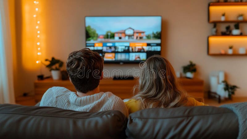 Bored Couple Chilling Watching a Movie, TV Show, Sitcom, Series ...